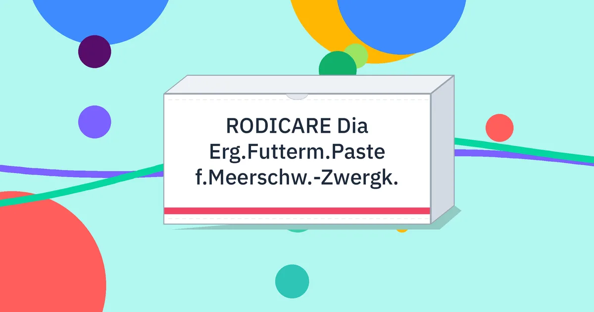 Symbolbild: Packung mit der Aufschrift RODICARE Dia Erg.Futterm.Paste f.Meerschw.-Zwergk. (PZN 17167359) – Verfügbarkeit und Bezug in Apotheken in Frankfurt am Main