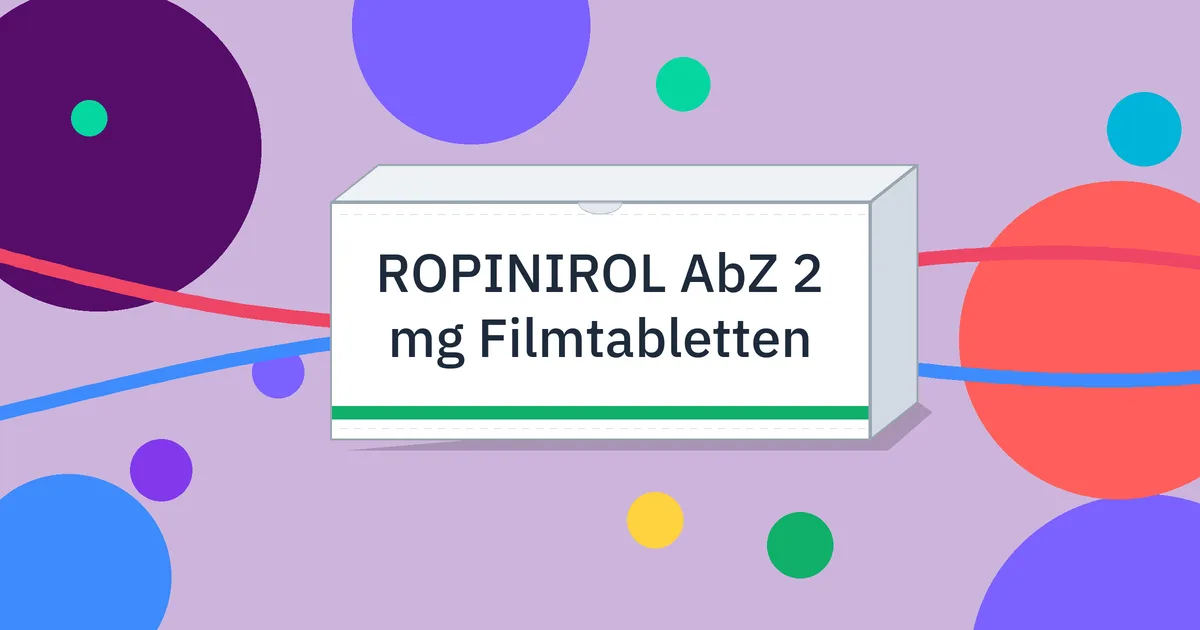 Symbolbild: Packung mit der Aufschrift ROPINIROL AbZ 2 mg Filmtabletten (PZN 06964331) – Verfügbarkeit und Bezug in Apotheken in Frankfurt am Main