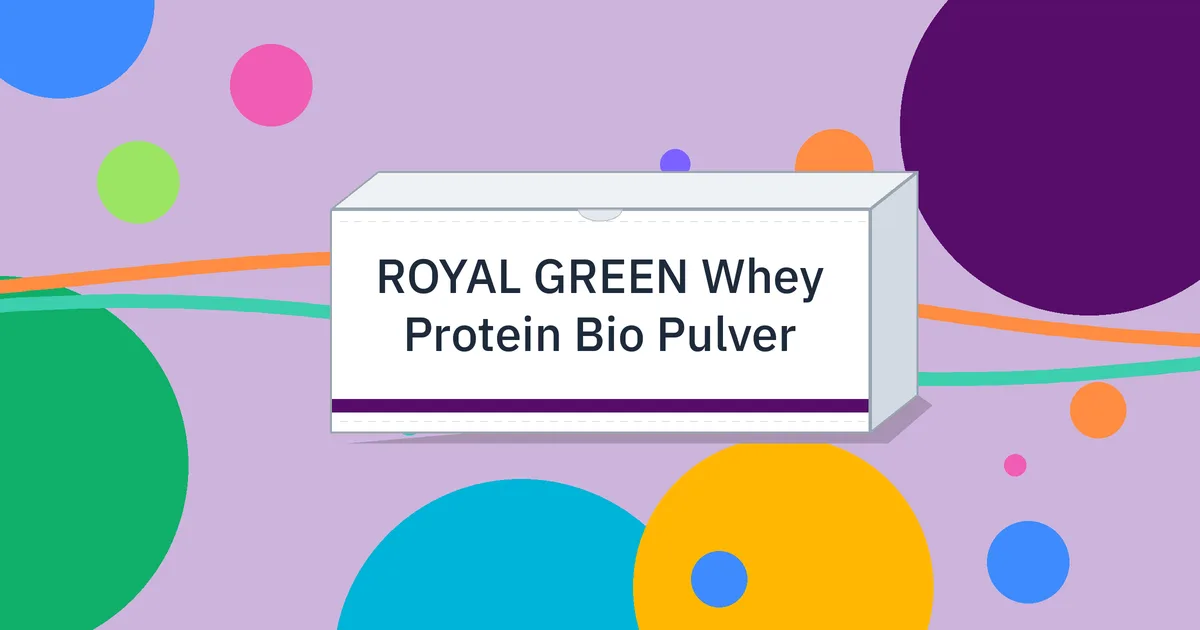 Symbolbild: Packung mit der Aufschrift ROYAL GREEN Whey Protein Bio Pulver (PZN 16504636) – Verfügbarkeit und Bezug in Apotheken in Frankfurt am Main