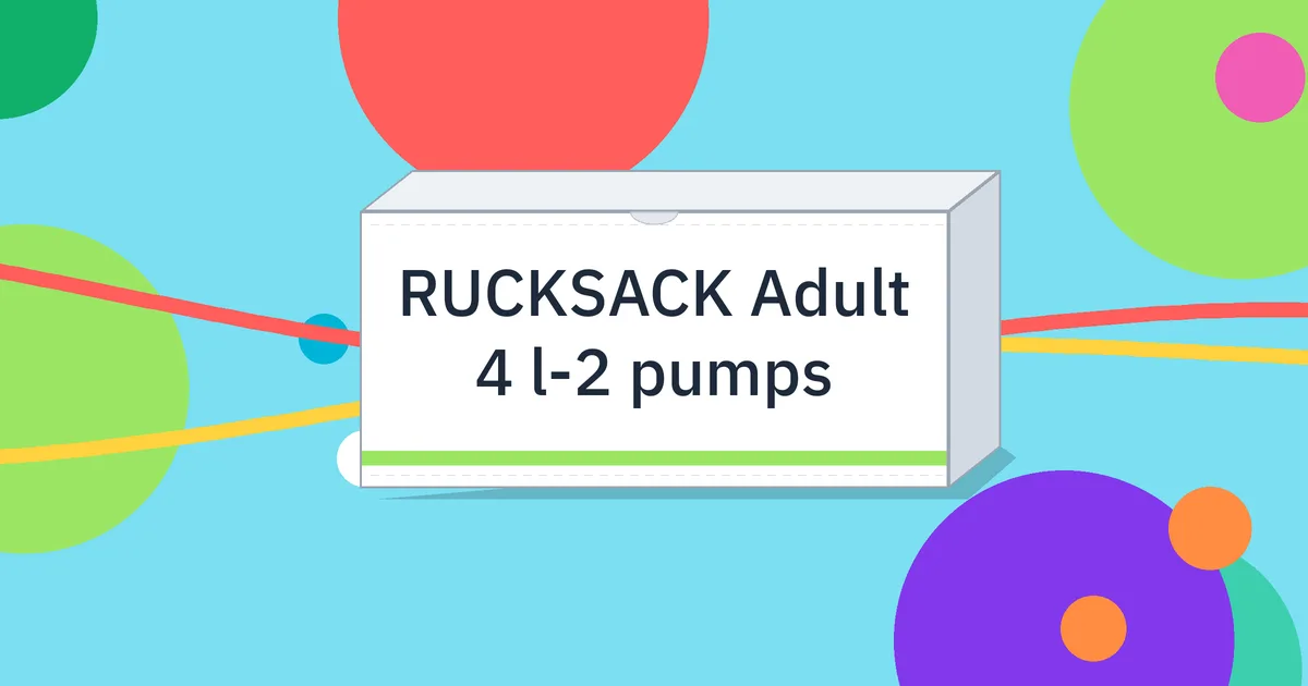 Symbolbild: Packung mit der Aufschrift RUCKSACK Adult 4 l-2 pumps (PZN 16244649) – Verfügbarkeit und Bezug in Apotheken in Frankfurt am Main