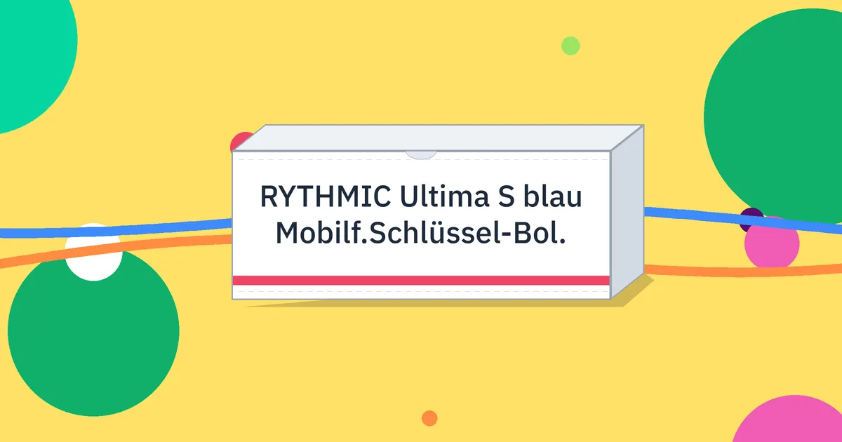 Symbolbild: Packung mit der Aufschrift RYTHMIC Ultima S blau Mobilf.Schlüssel-Bol. (PZN 18786610) – Verfügbarkeit und Bezug in Apotheken in Frankfurt am Main