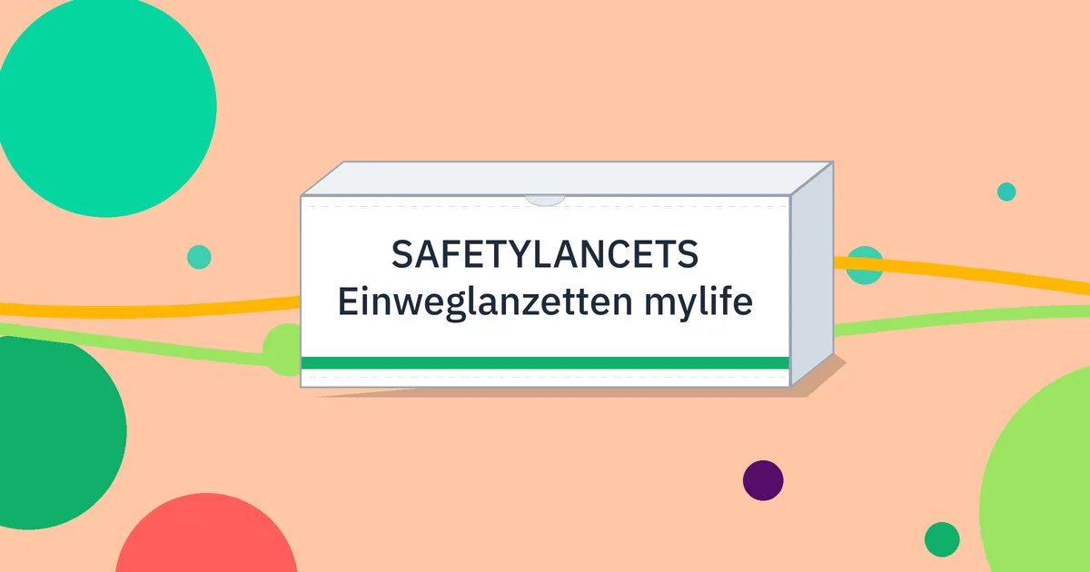 Symbolbild: Packung mit der Aufschrift SAFETYLANCETS Einweglanzetten mylife (PZN 15372196) – Verfügbarkeit und Bezug in Apotheken in Frankfurt am Main