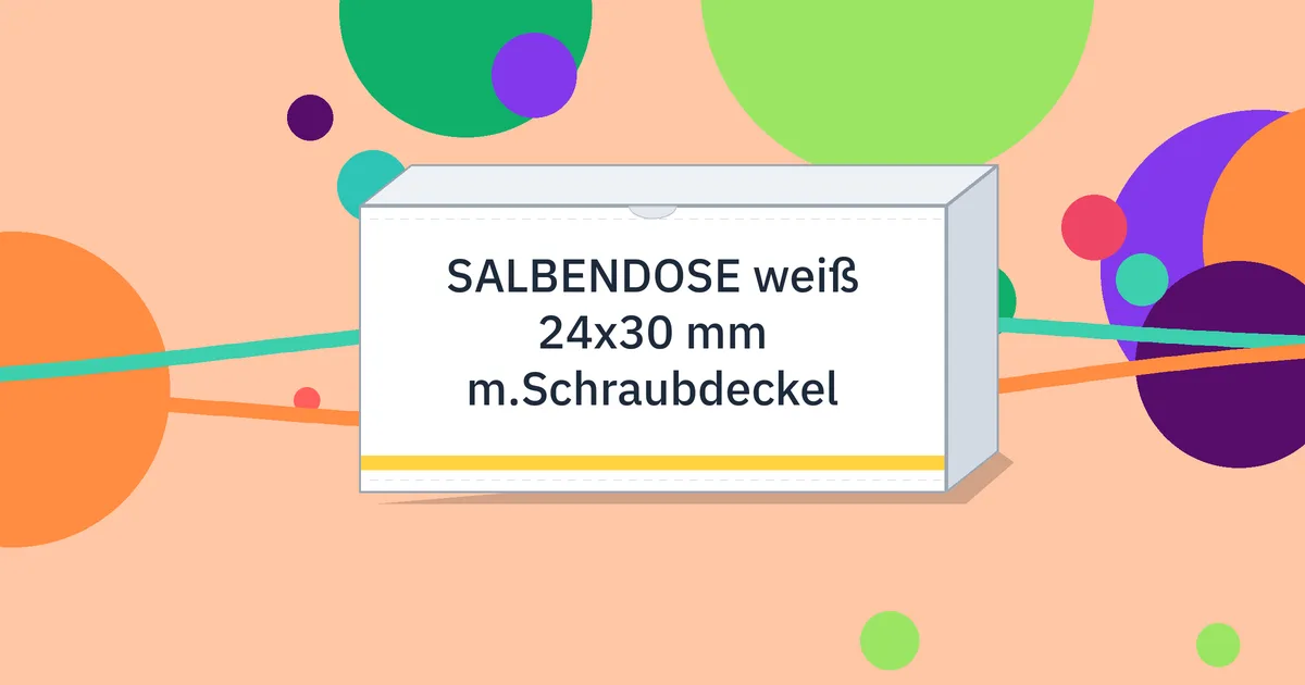 Symbolbild: Packung mit der Aufschrift SALBENDOSE weiß 24x30 mm m.Schraubdeckel (PZN 10402165) – Verfügbarkeit und Bezug in Apotheken in Frankfurt am Main