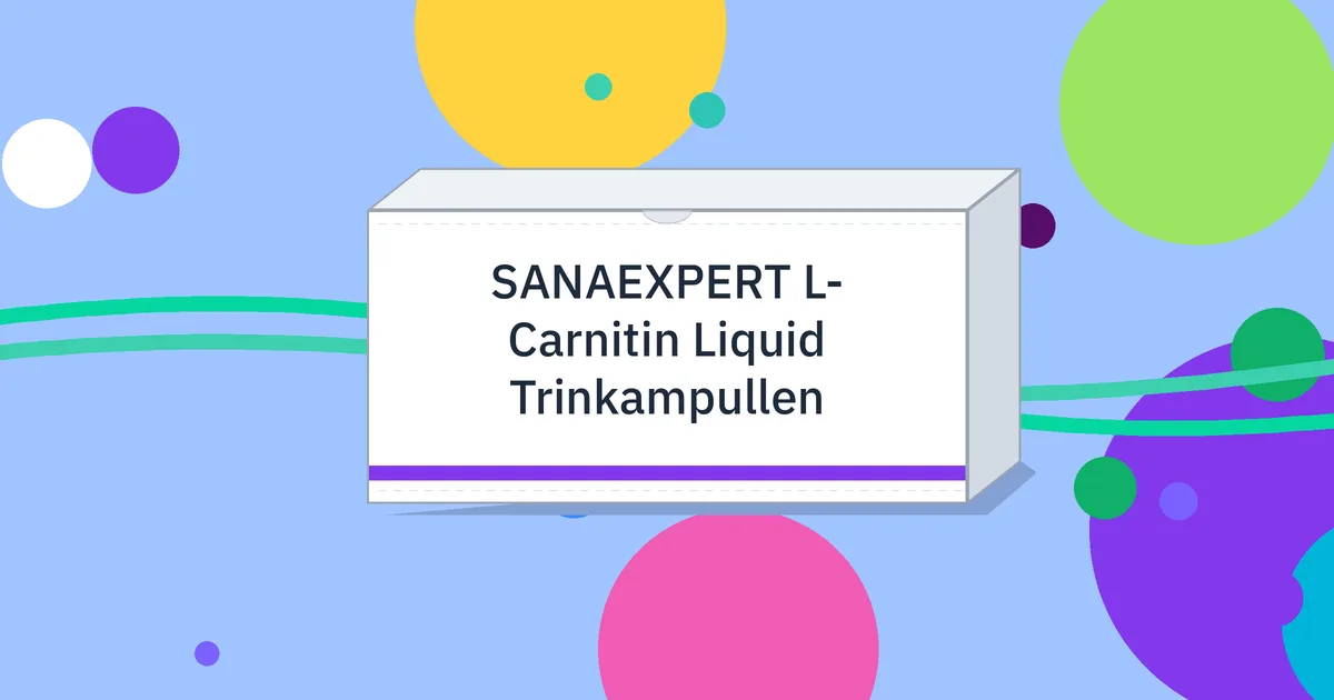 Symbolbild: Packung mit der Aufschrift SANAEXPERT L-Carnitin Liquid Trinkampullen (PZN 03042909) – Verfügbarkeit und Bezug in Apotheken in Frankfurt am Main