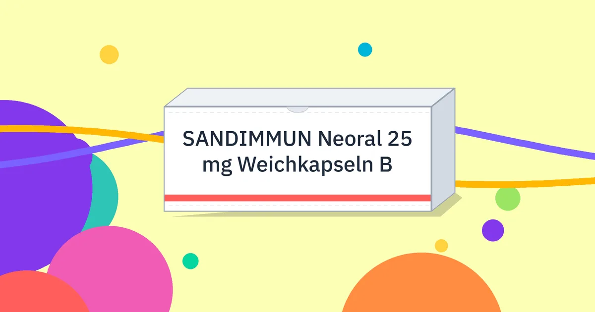 Symbolbild: Packung mit der Aufschrift SANDIMMUN Neoral 25 mg Weichkapseln B (PZN 00165391) – Verfügbarkeit und Bezug in Apotheken in Frankfurt am Main