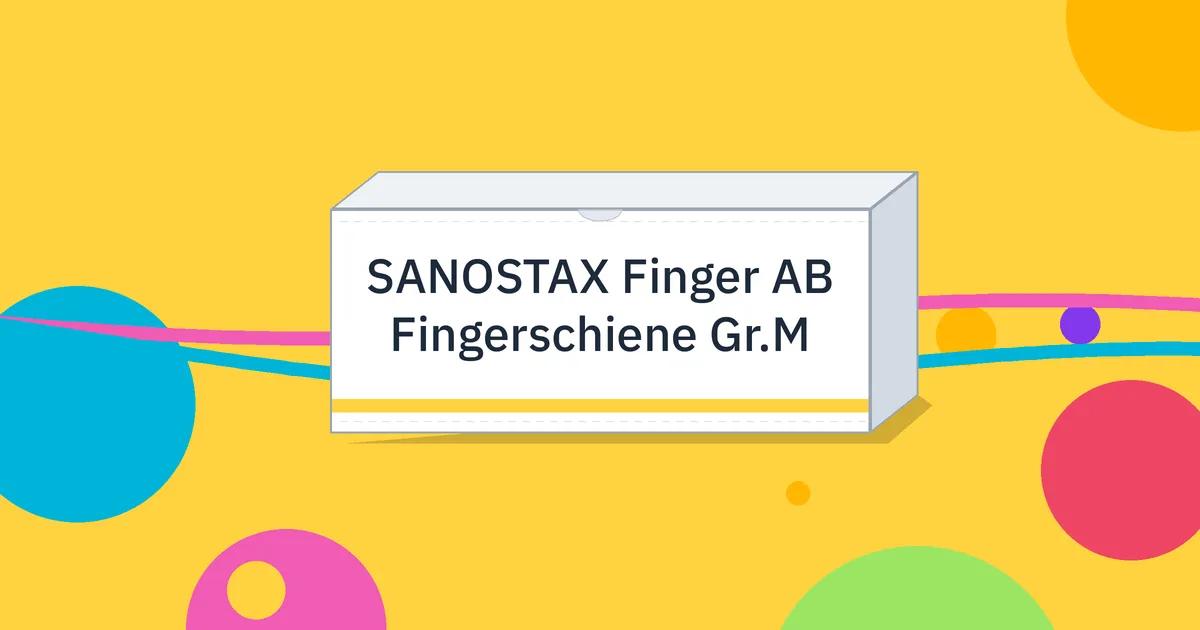 Symbolbild: Packung mit der Aufschrift SANOSTAX Finger AB Fingerschiene Gr.M (PZN 10197073) – Verfügbarkeit und Bezug in Apotheken in Frankfurt am Main
