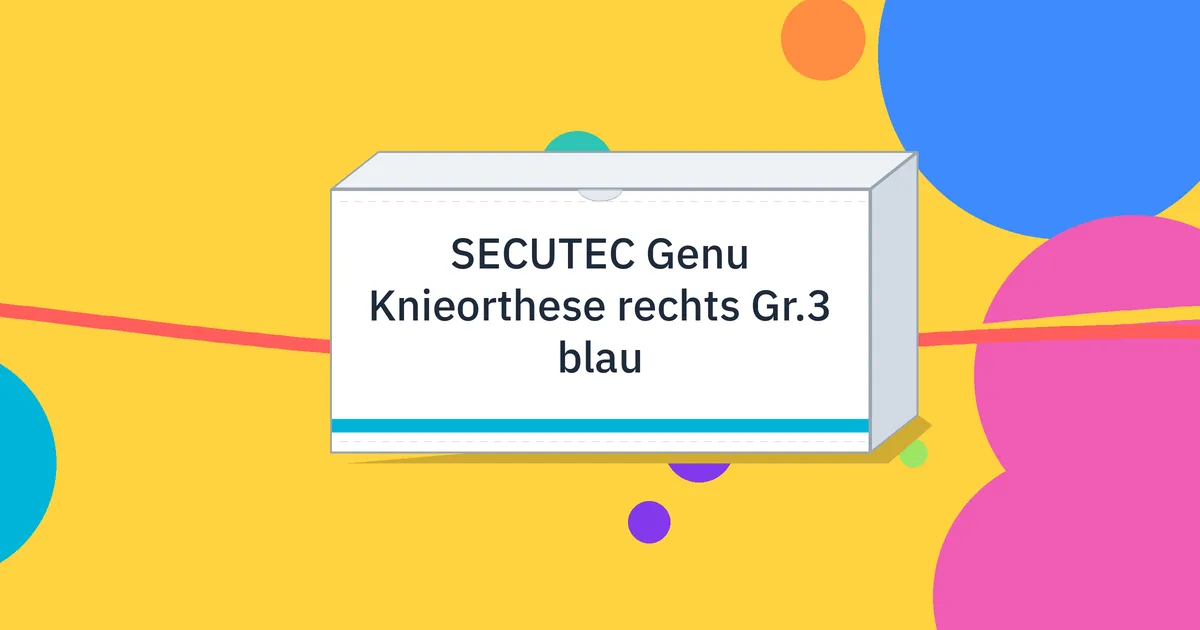 Symbolbild: Packung mit der Aufschrift SECUTEC Genu Knieorthese rechts Gr.3 blau (PZN 12511220) – Verfügbarkeit und Bezug in Apotheken in Frankfurt am Main