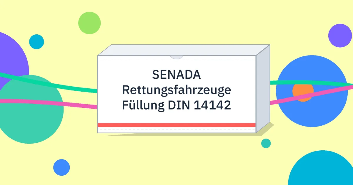 Symbolbild: Packung mit der Aufschrift SENADA Rettungsfahrzeuge Füllung DIN 14142 (PZN 00483079) – Verfügbarkeit und Bezug in Apotheken in Frankfurt am Main