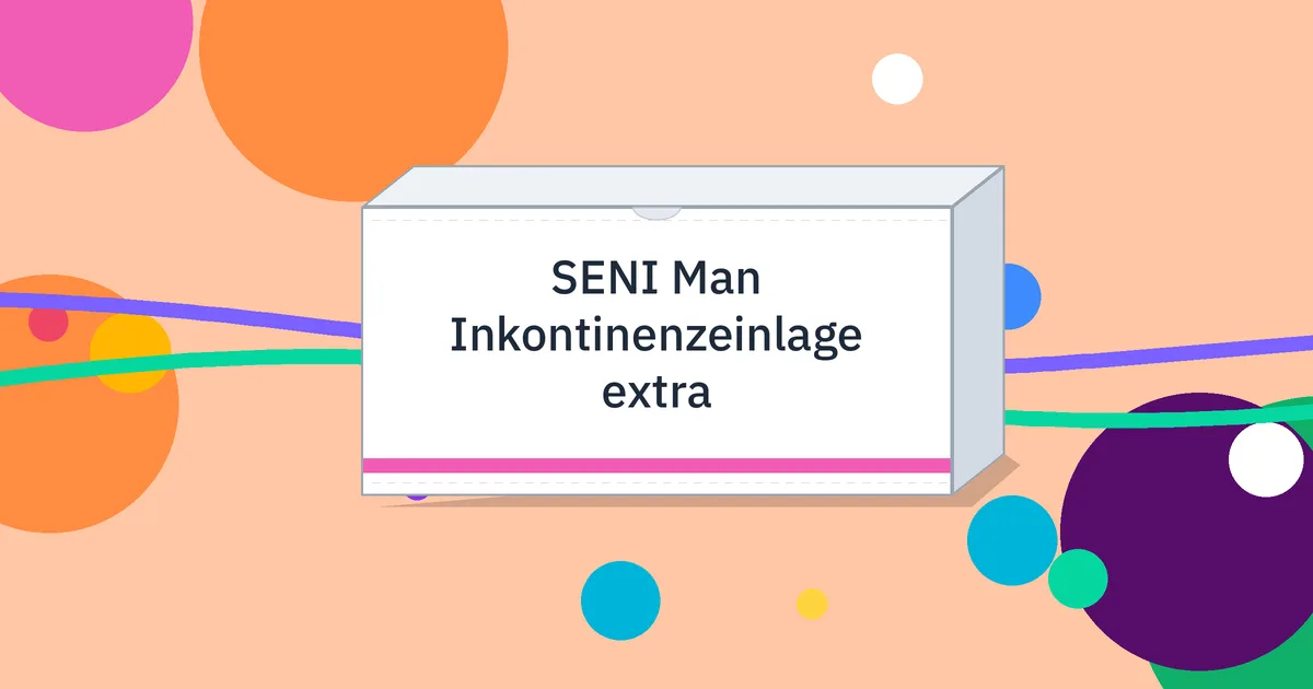 Symbolbild: Packung mit der Aufschrift SENI Man Inkontinenzeinlage extra (PZN 09508007) – Verfügbarkeit und Bezug in Apotheken in Frankfurt am Main