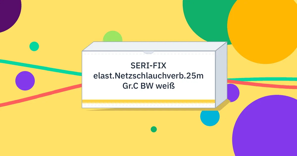 Symbolbild: Packung mit der Aufschrift SERI-FIX elast.Netzschlauchverb.25m Gr.C BW weiß (PZN 20845691) – Verfügbarkeit und Bezug in Apotheken in Frankfurt am Main