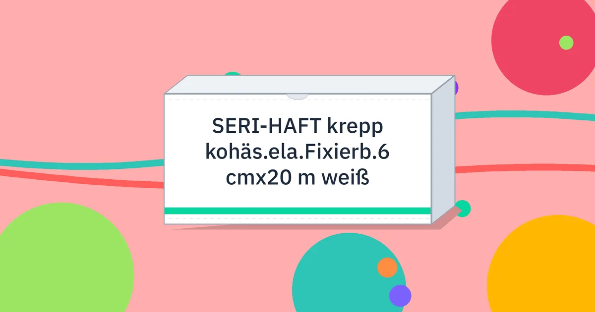 Symbolbild: Packung mit der Aufschrift SERI-HAFT krepp kohäs.ela.Fixierb.6 cmx20 m weiß (PZN 14381721) – Verfügbarkeit und Bezug in Apotheken in Frankfurt am Main