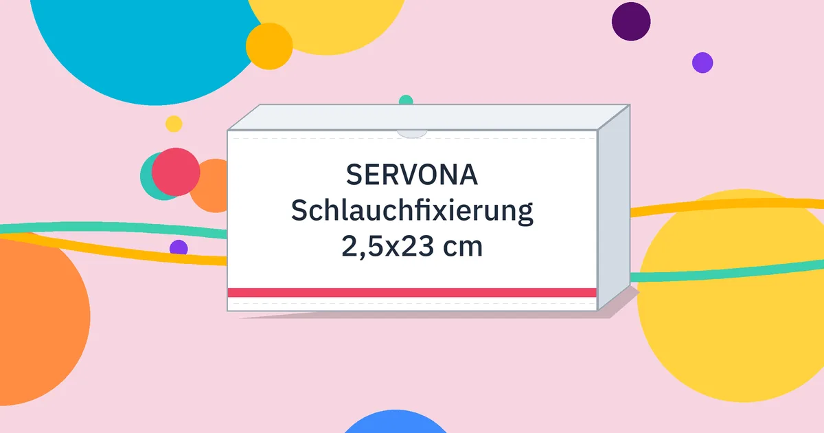 Symbolbild: Packung mit der Aufschrift SERVONA Schlauchfixierung 2,5x23 cm (PZN 16760718) – Verfügbarkeit und Bezug in Apotheken in Frankfurt am Main