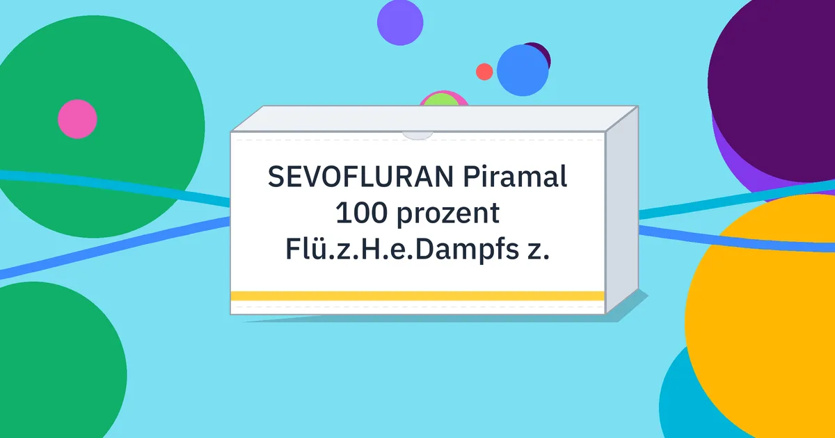 Symbolbild: Packung mit der Aufschrift SEVOFLURAN Piramal 100 prozent Flü.z.H.e.Dampfs z. (PZN 09714669) – Verfügbarkeit und Bezug in Apotheken in Frankfurt am Main