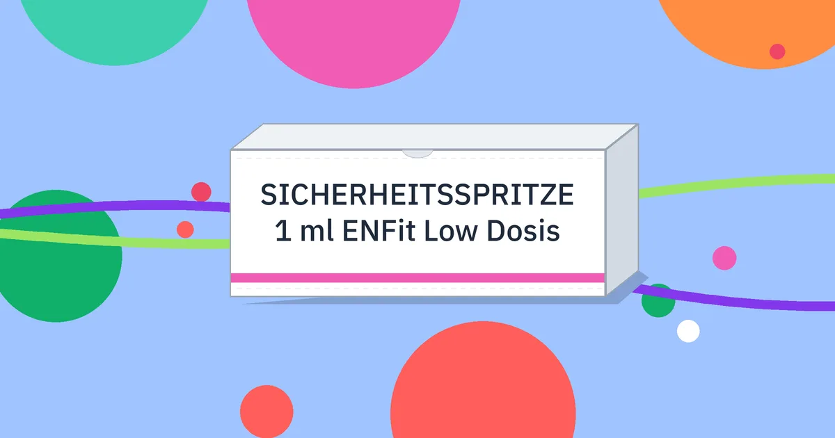 Symbolbild: Packung mit der Aufschrift SICHERHEITSSPRITZE 1 ml ENFit Low Dosis (PZN 19526934) – Verfügbarkeit und Bezug in Apotheken in Frankfurt am Main