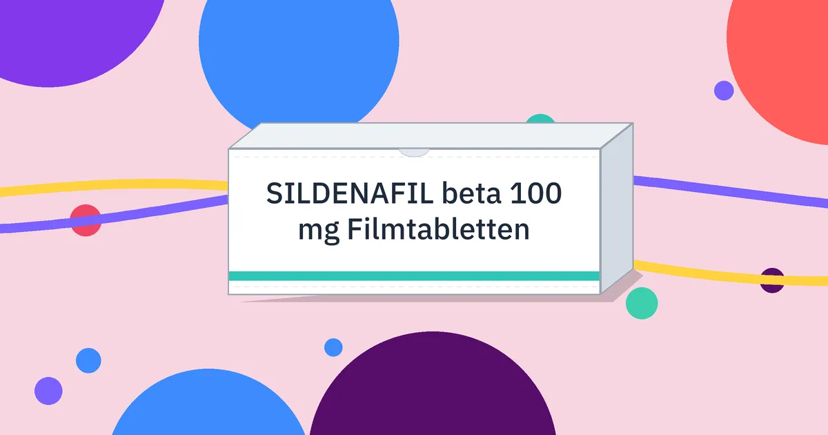 Symbolbild: Packung mit der Aufschrift SILDENAFIL beta 100 mg Filmtabletten (PZN 14243025) – Verfügbarkeit und Bezug in Apotheken in Frankfurt am Main