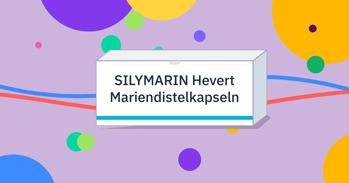 Symbolbild: Packung mit der Aufschrift SILYMARIN Hevert Mariendistelkapseln (PZN 19474338) – Verfügbarkeit und Bezug in Apotheken in Frankfurt am Main