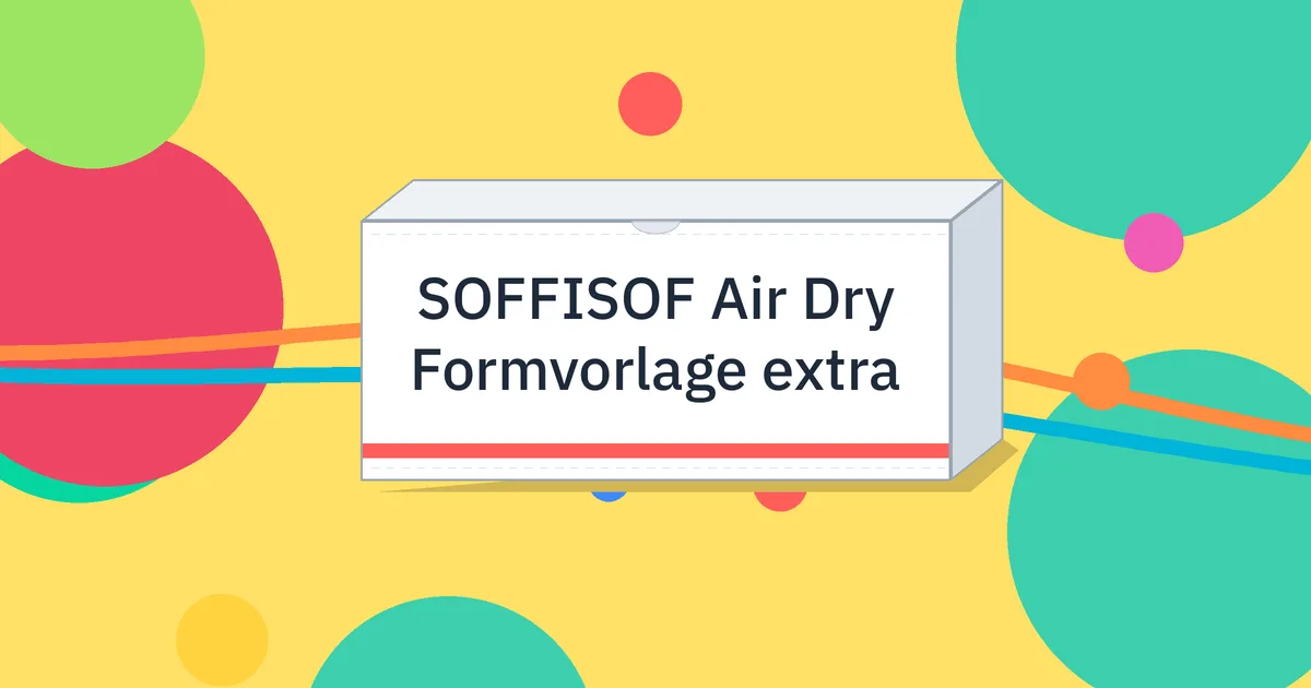 Symbolbild: Packung mit der Aufschrift SOFFISOF Air Dry Formvorlage extra (PZN 12565871) – Verfügbarkeit und Bezug in Apotheken in Frankfurt am Main