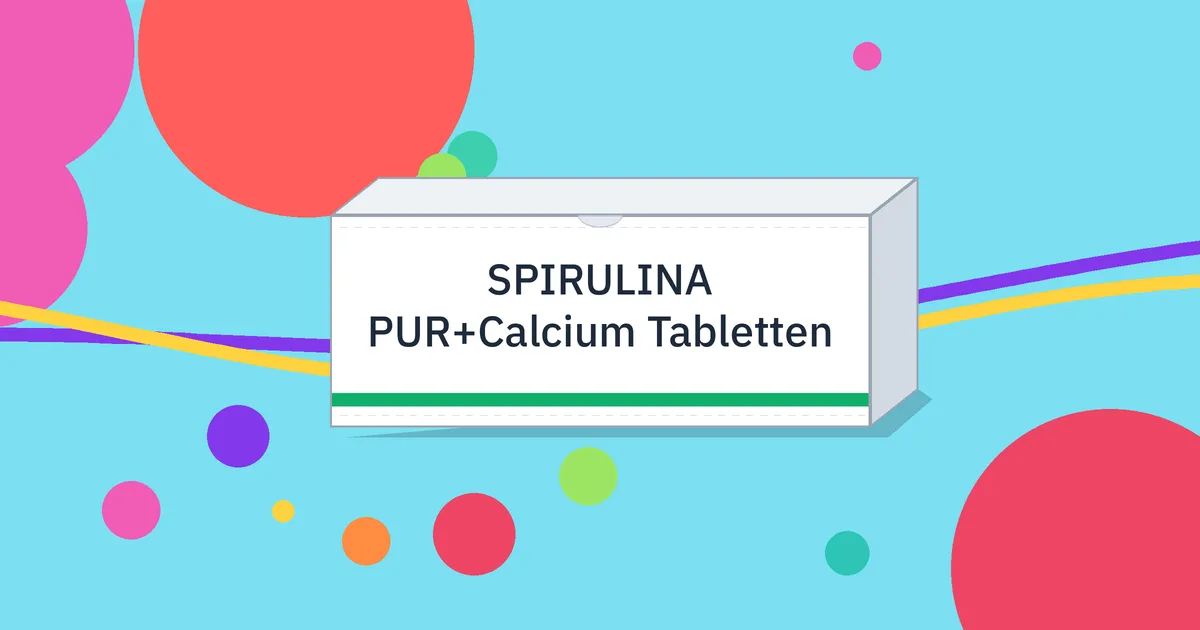 Symbolbild: Packung mit der Aufschrift SPIRULINA PUR+Calcium Tabletten (PZN 02223201) – Verfügbarkeit und Bezug in Apotheken in Frankfurt am Main