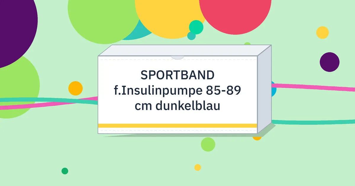 Symbolbild: Packung mit der Aufschrift SPORTBAND f.Insulinpumpe 85-89 cm dunkelblau (PZN 12461203) – Verfügbarkeit und Bezug in Apotheken in Frankfurt am Main