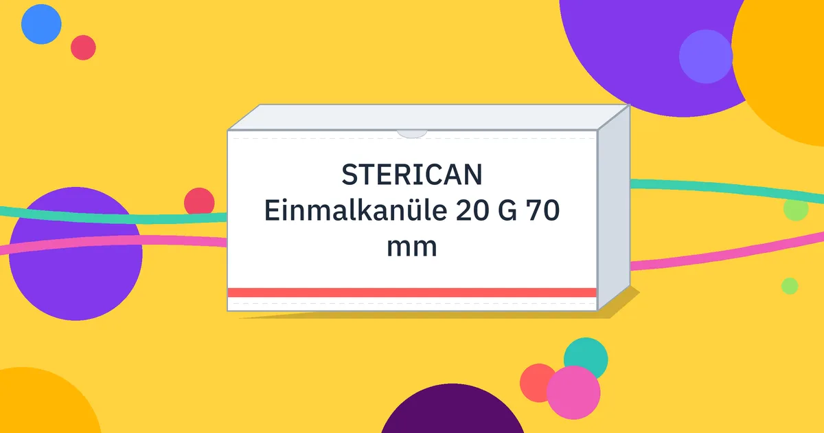 Symbolbild: Packung mit der Aufschrift STERICAN Einmalkanüle 20 G 70 mm (PZN 18746622) – Verfügbarkeit und Bezug in Apotheken in Frankfurt am Main