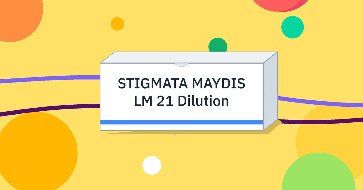 Symbolbild: Packung mit der Aufschrift STIGMATA MAYDIS LM 21 Dilution (PZN 13201013) – Verfügbarkeit und Bezug in Apotheken in Frankfurt am Main