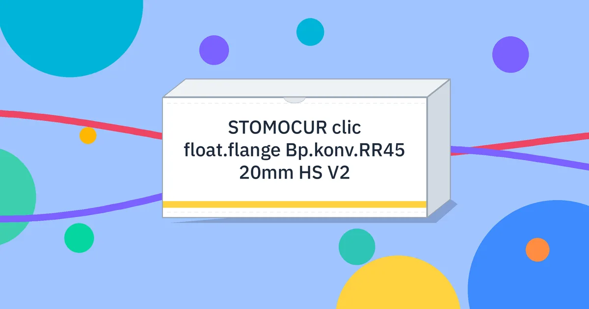 Symbolbild: Packung mit der Aufschrift STOMOCUR clic float.flange Bp.konv.RR45 20mm HS V2 (PZN 09926271) – Verfügbarkeit und Bezug in Apotheken in Frankfurt am Main