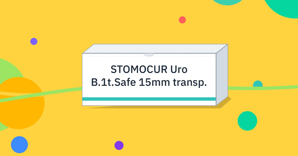 Symbolbild: Packung mit der Aufschrift STOMOCUR Uro B.1t.Safe 15mm transp. (PZN 15388990) – Verfügbarkeit und Bezug in Apotheken in Frankfurt am Main