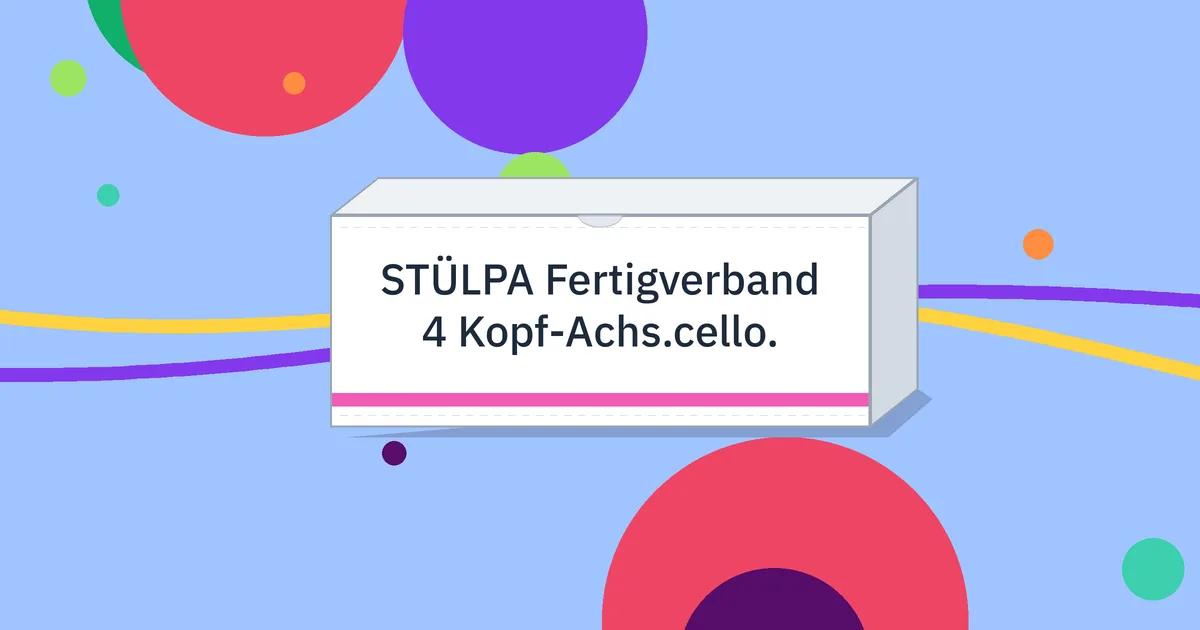 Symbolbild: Packung mit der Aufschrift STÜLPA Fertigverband 4 Kopf-Achs.cello. (PZN 00983043) – Verfügbarkeit und Bezug in Apotheken in Frankfurt am Main