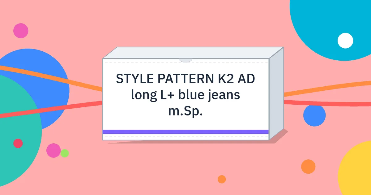 Symbolbild: Packung mit der Aufschrift STYLE PATTERN K2 AD long L+ blue jeans m.Sp. (PZN 19694867) – Verfügbarkeit und Bezug in Apotheken in Frankfurt am Main