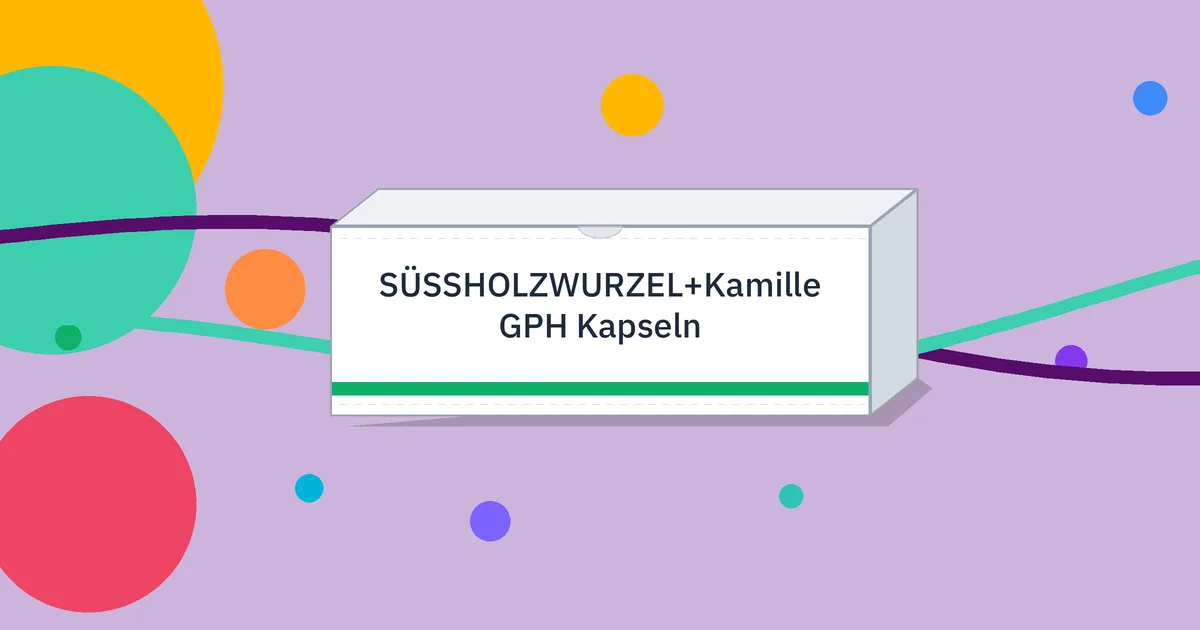 Symbolbild: Packung mit der Aufschrift SÜSSHOLZWURZEL+Kamille GPH Kapseln (PZN 05530576) – Verfügbarkeit und Bezug in Apotheken in Frankfurt am Main