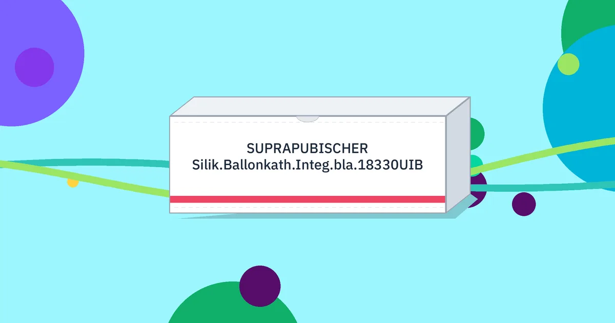 Symbolbild: Packung mit der Aufschrift SUPRAPUBISCHER Silik.Ballonkath.Integ.bla.18330UIB (PZN 07797906) – Verfügbarkeit und Bezug in Apotheken in Frankfurt am Main