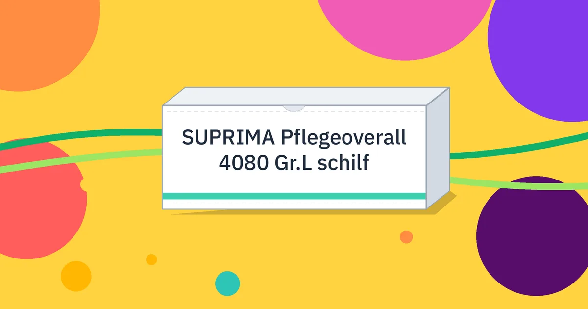 Symbolbild: Packung mit der Aufschrift SUPRIMA Pflegeoverall 4080 Gr.L schilf (PZN 03187430) – Verfügbarkeit und Bezug in Apotheken in Frankfurt am Main