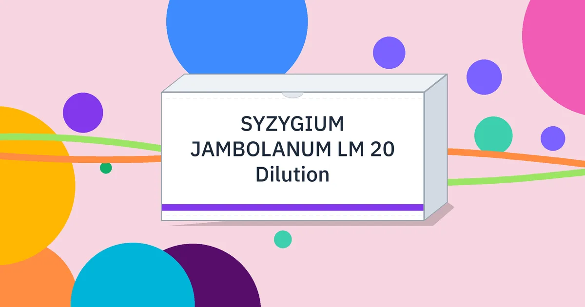 Symbolbild: Packung mit der Aufschrift SYZYGIUM JAMBOLANUM LM 20 Dilution (PZN 13212258) – Verfügbarkeit und Bezug in Apotheken in Frankfurt am Main