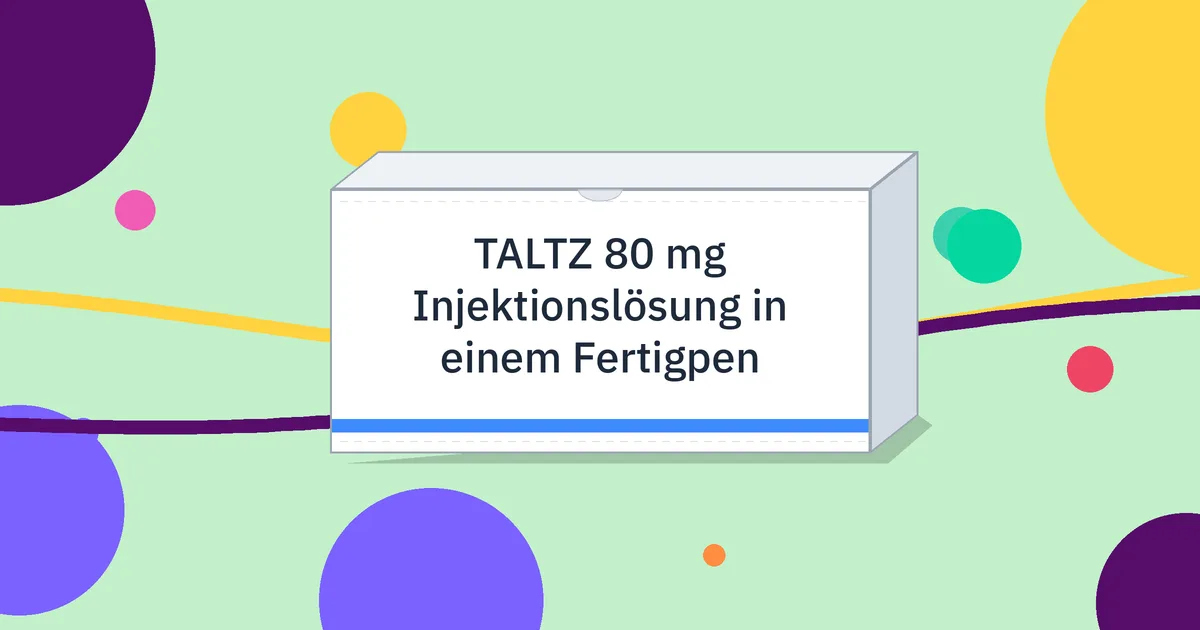 Symbolbild: Packung mit der Aufschrift TALTZ 80 mg Injektionslösung in einem Fertigpen (PZN 13825021) – Verfügbarkeit und Bezug in Apotheken in Frankfurt am Main