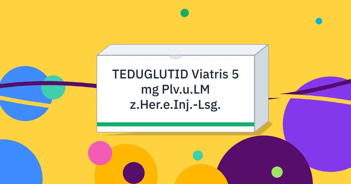 Symbolbild: Packung mit der Aufschrift TEDUGLUTID Viatris 5 mg Plv.u.LM z.Her.e.Inj.-Lsg. (PZN 20339918) – Verfügbarkeit und Bezug in Apotheken in Frankfurt am Main