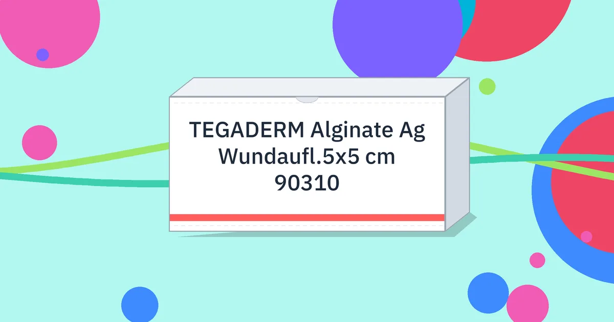 Symbolbild: Packung mit der Aufschrift TEGADERM Alginate Ag Wundaufl.5x5 cm 90310 (PZN 11846295) – Verfügbarkeit und Bezug in Apotheken in Frankfurt am Main