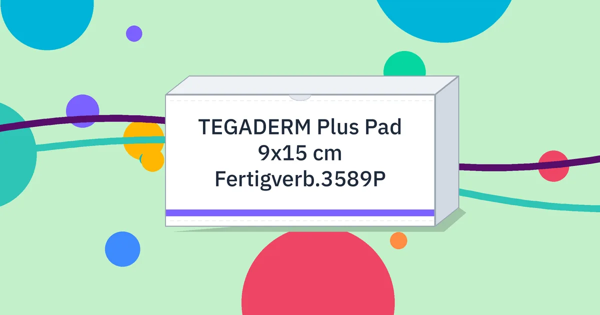 Symbolbild: Packung mit der Aufschrift TEGADERM Plus Pad 9x15 cm Fertigverb.3589P (PZN 05384494) – Verfügbarkeit und Bezug in Apotheken in Frankfurt am Main