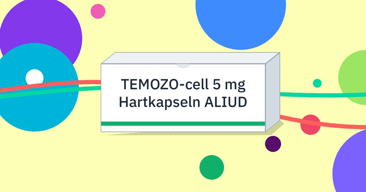 Symbolbild: Packung mit der Aufschrift TEMOZO-cell 5 mg Hartkapseln ALIUD (PZN 13168586) – Verfügbarkeit und Bezug in Apotheken in Frankfurt am Main