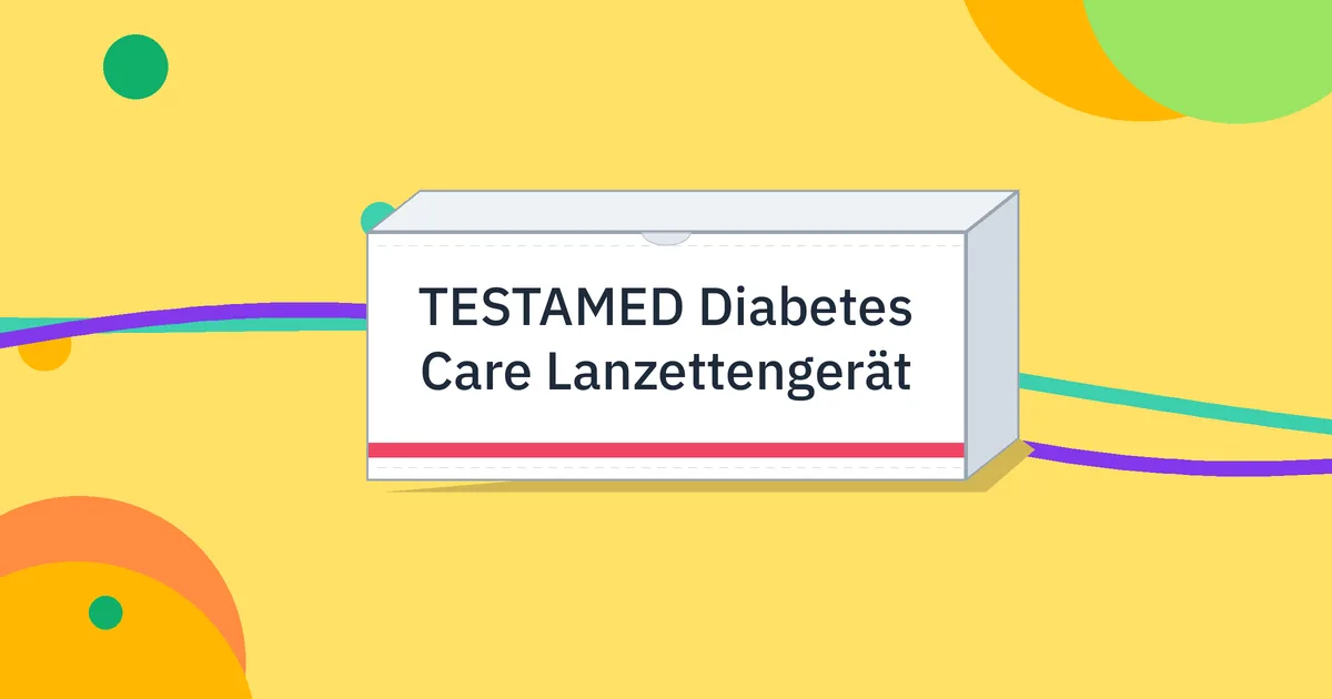 Symbolbild: Packung mit der Aufschrift TESTAMED Diabetes Care Lanzettengerät (PZN 16237158) – Verfügbarkeit und Bezug in Apotheken in Frankfurt am Main