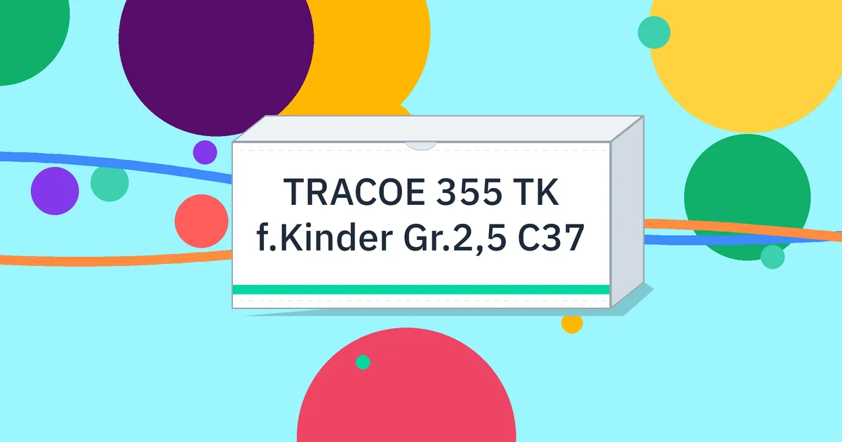 Symbolbild: Packung mit der Aufschrift TRACOE 355 TK f.Kinder Gr.2,5 C37 (PZN 11643758) – Verfügbarkeit und Bezug in Apotheken in Frankfurt am Main