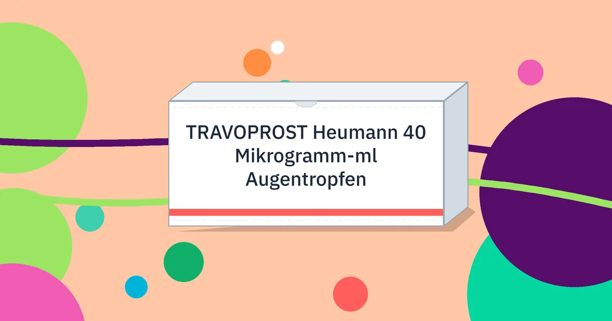 Symbolbild: Packung mit der Aufschrift TRAVOPROST Heumann 40 Mikrogramm-ml Augentropfen (PZN 14053299) – Verfügbarkeit und Bezug in Apotheken in Frankfurt am Main
