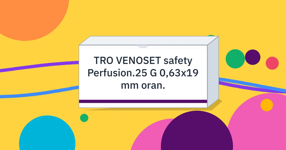Symbolbild: Packung mit der Aufschrift TRO VENOSET safety Perfusion.25 G 0,63x19 mm oran. (PZN 12378287) – Verfügbarkeit und Bezug in Apotheken in Frankfurt am Main