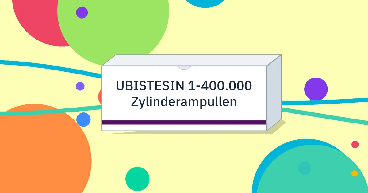 Symbolbild: Packung mit der Aufschrift UBISTESIN 1-400.000 Zylinderampullen (PZN 02565060) – Verfügbarkeit und Bezug in Apotheken in Frankfurt am Main