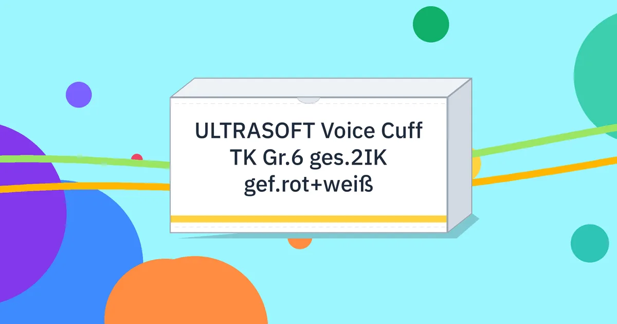 Symbolbild: Packung mit der Aufschrift ULTRASOFT Voice Cuff TK Gr.6 ges.2IK gef.rot+weiß (PZN 10731472) – Verfügbarkeit und Bezug in Apotheken in Frankfurt am Main