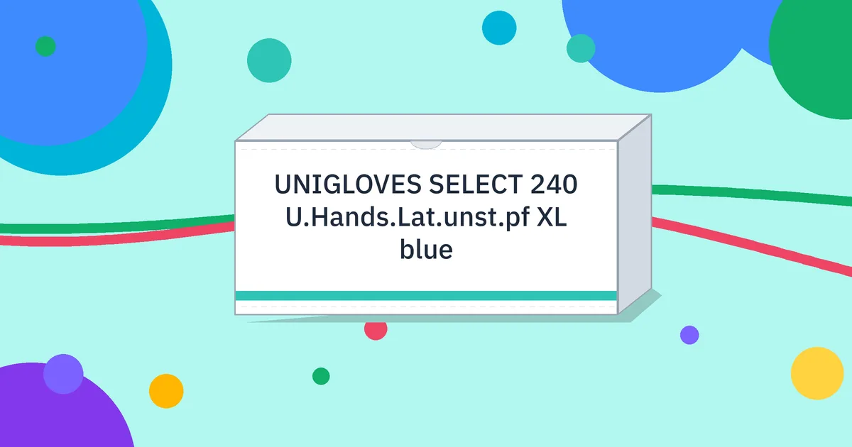 Symbolbild: Packung mit der Aufschrift UNIGLOVES SELECT 240 U.Hands.Lat.unst.pf XL blue (PZN 18101204) – Verfügbarkeit und Bezug in Apotheken in Frankfurt am Main