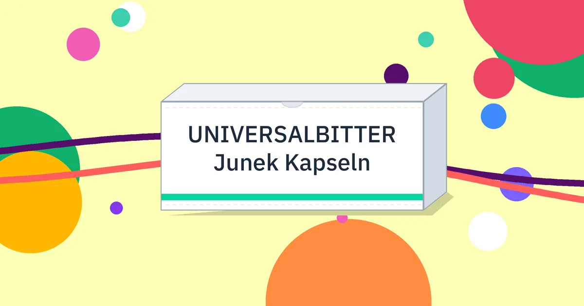 Symbolbild: Packung mit der Aufschrift UNIVERSALBITTER Junek Kapseln (PZN 10052222) – Verfügbarkeit und Bezug in Apotheken in Frankfurt am Main