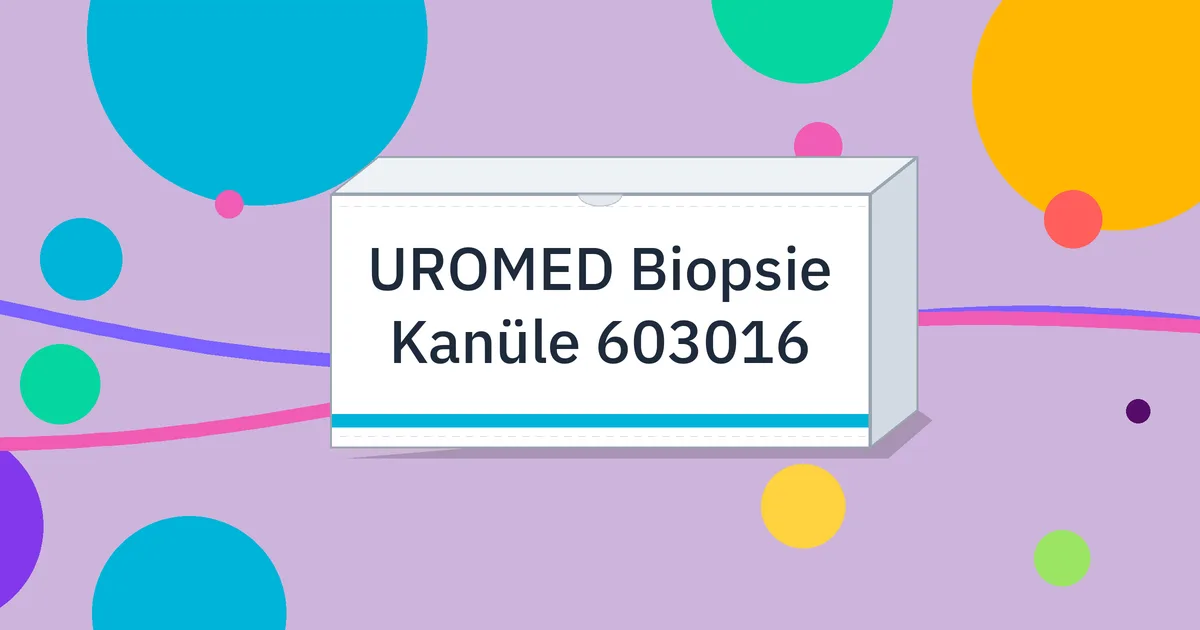 Symbolbild: Packung mit der Aufschrift UROMED Biopsie Kanüle 603016 (PZN 10267632) – Verfügbarkeit und Bezug in Apotheken in Frankfurt am Main
