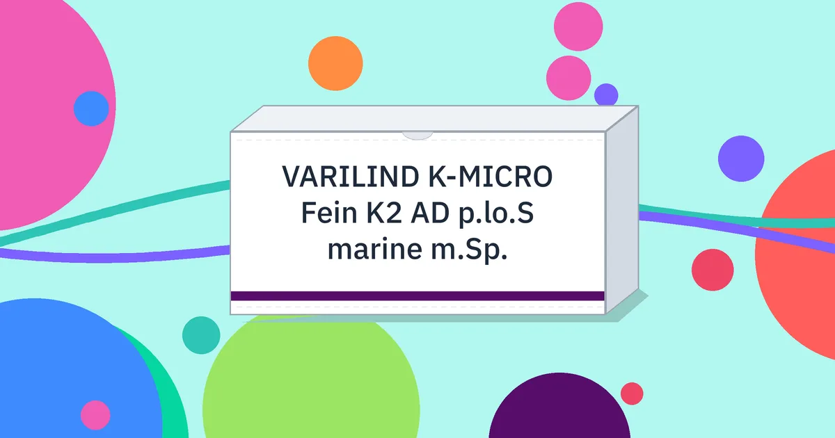 Symbolbild: Packung mit der Aufschrift VARILIND K-MICRO Fein K2 AD p.lo.S marine m.Sp. (PZN 20558690) – Verfügbarkeit und Bezug in Apotheken in Frankfurt am Main