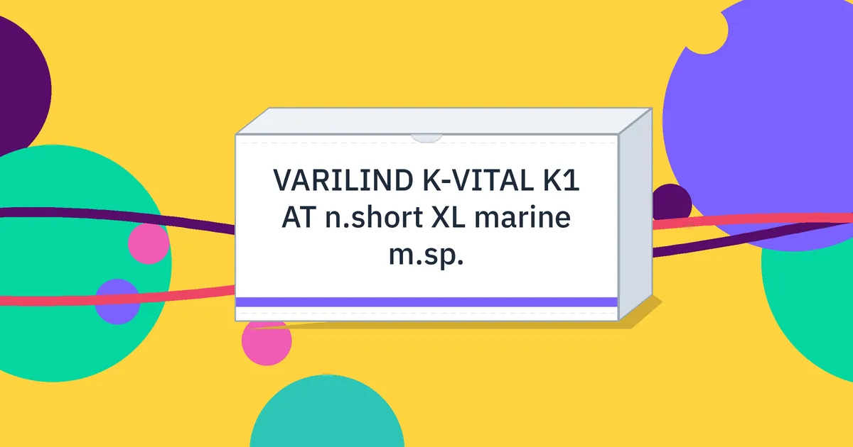 Symbolbild: Packung mit der Aufschrift VARILIND K-VITAL K1 AT n.short XL marine m.sp. (PZN 20559956) – Verfügbarkeit und Bezug in Apotheken in Frankfurt am Main