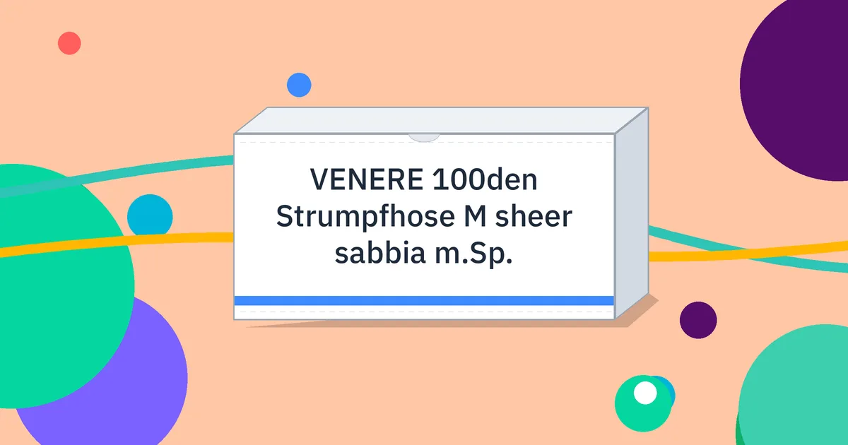 Symbolbild: Packung mit der Aufschrift VENERE 100den Strumpfhose M sheer sabbia m.Sp. (PZN 16170626) – Verfügbarkeit und Bezug in Apotheken in Frankfurt am Main